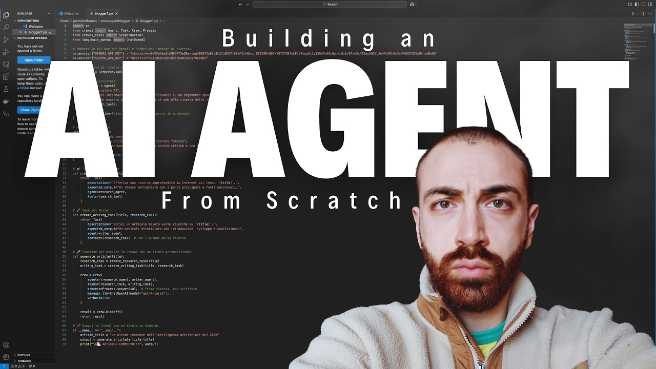 Come Creare un AGENTE AI da ZERO - Guida Step by Step - YouTube