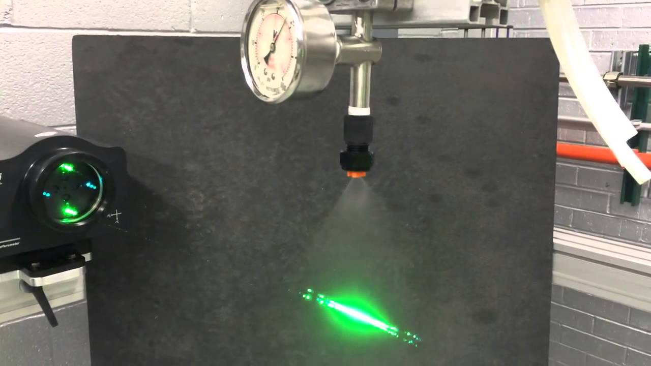 Nozzle spraying at 40 psi measured with Artium PDI - YouTube