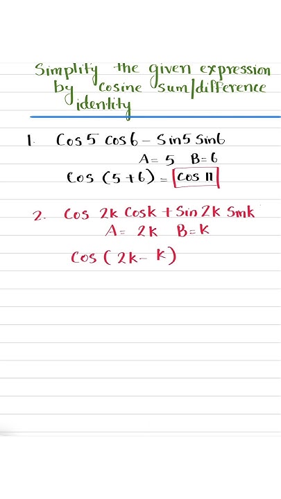 Simplify a Trig Expression by using Sum/Difference Cosine Identity|| Trigonometry - YouTube