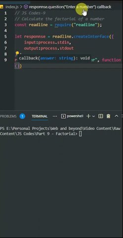 JS Codes Part 9 - Calculate the factorial of a given number | Getting input from the JS console ...