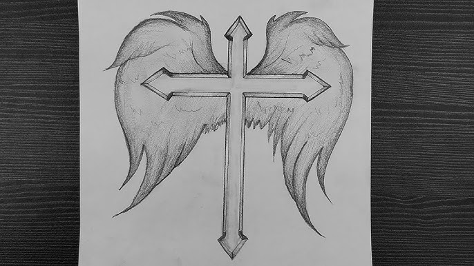 How To Draw A Cross With Wings Step By Step How To Draw A Cross,