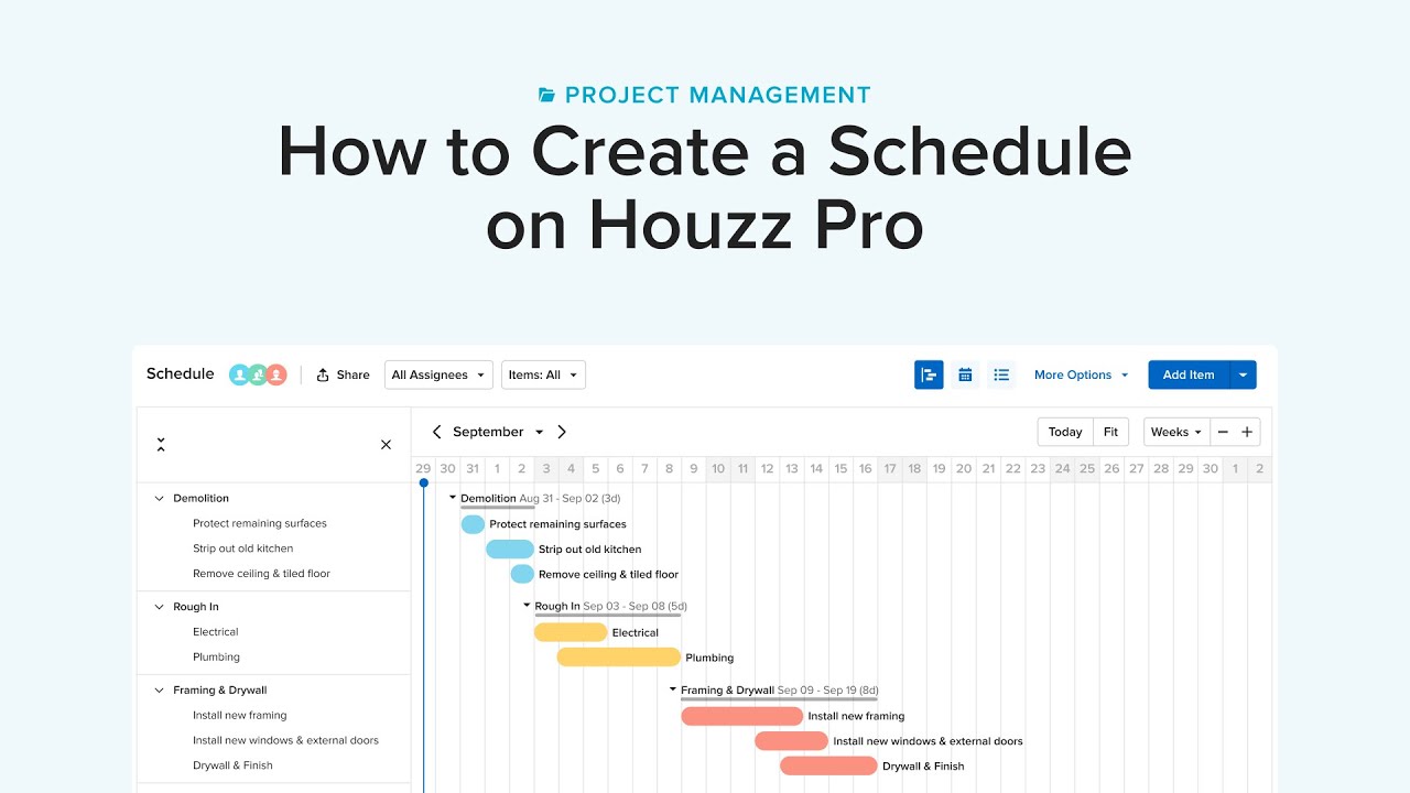 How to Create a Project Schedule with Houzz Pro - YouTube