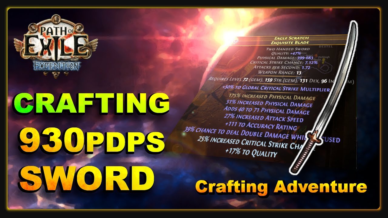 PoE 3.15 - Crafting a 930PDPS Sword - YouTube
