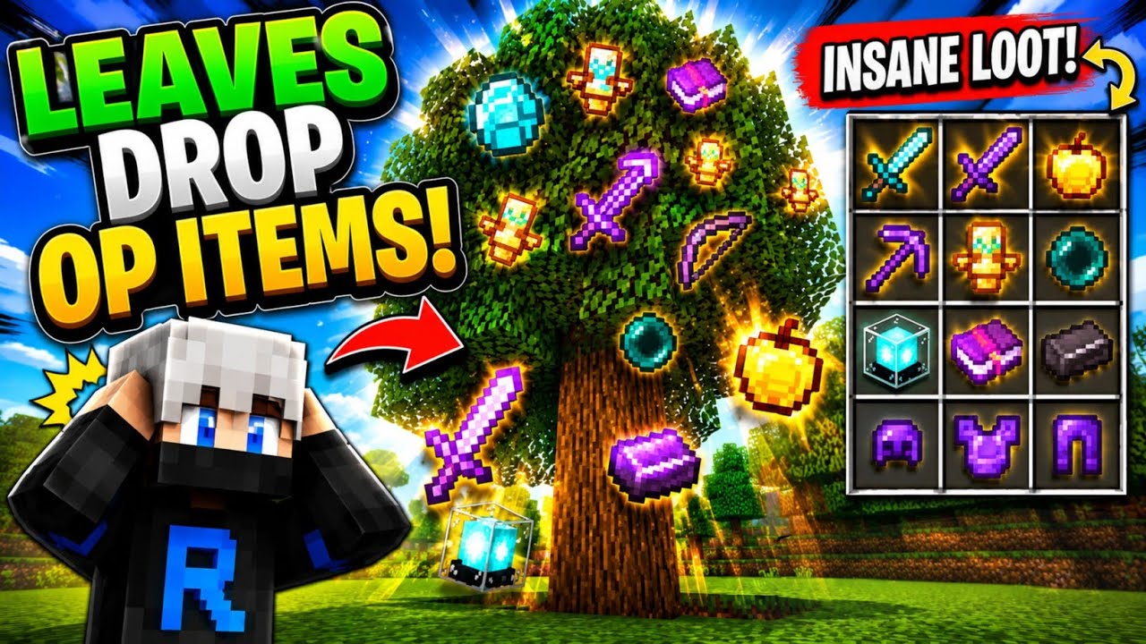 Minecraft BUT Leaves Drop OP Items 😱🍃 - YouTube