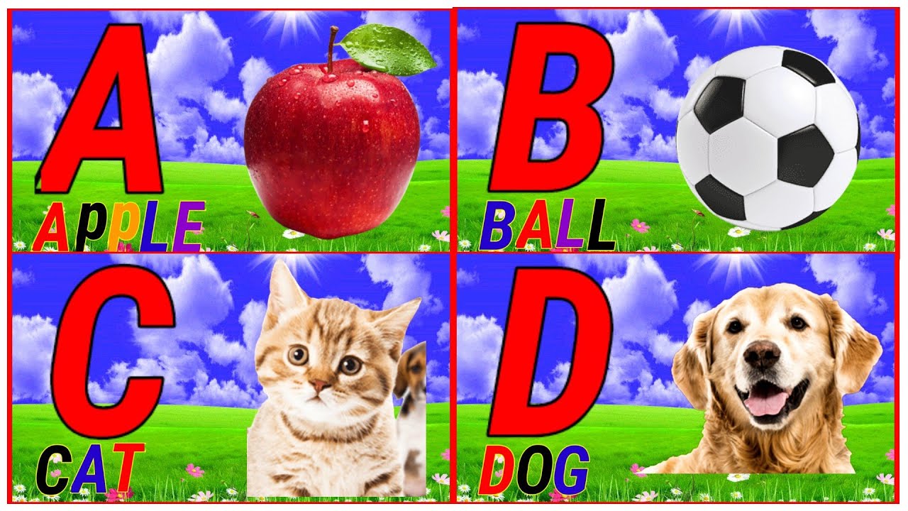 A for apple B for ball C for cat D for dog | alphabets | phonics song ...