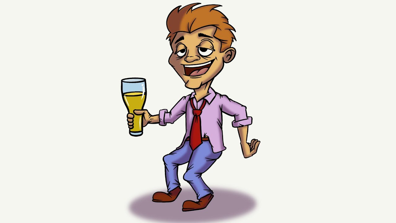 Let’s draw a DRUNK MAN | Drunk | Booze | Drinking | cartoon | pratoons ...