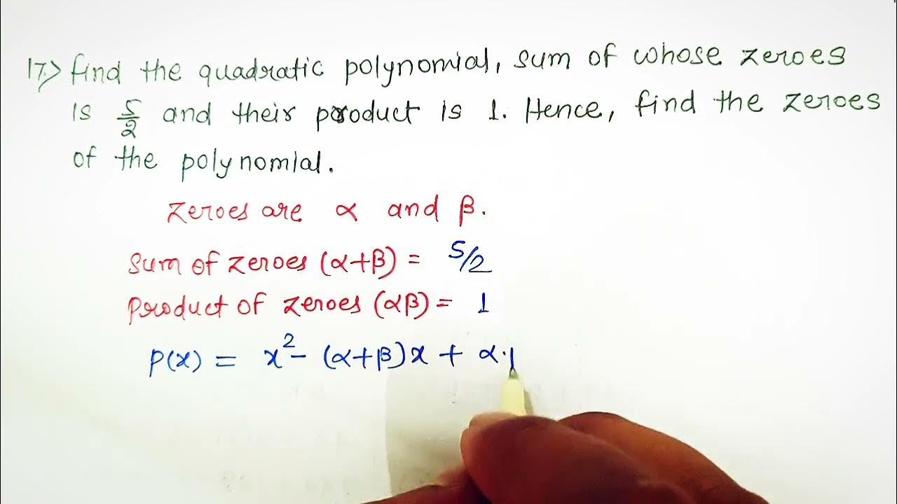 17 Find The Quadratic Polynomial Sum Of Whose Zeroes Is 5 2 And Their