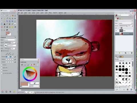 Drawing and Painting a Bear in Gimp - YouTube