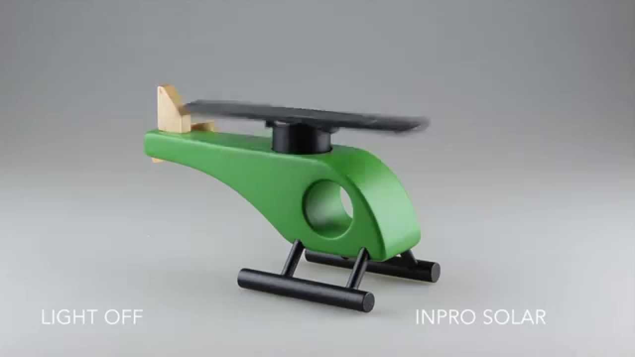 Wooden Solar Helicopter in Green - Straight Rotor - YouTube