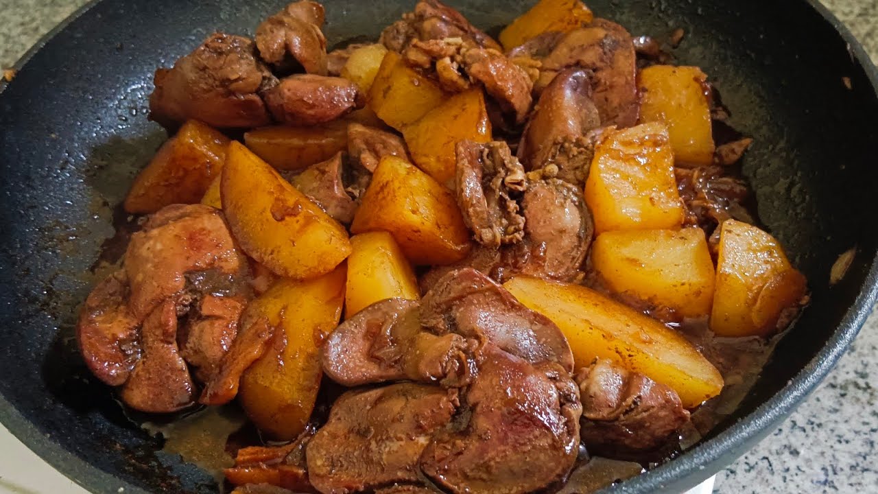 My Chicken Lever Adobo With Potato# happy #tummy - YouTube