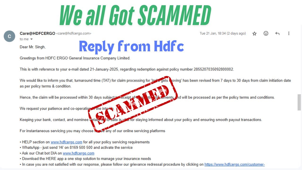 Worst Experience: Received Mail Reply From HDFC Ergo India Gets Moving ...