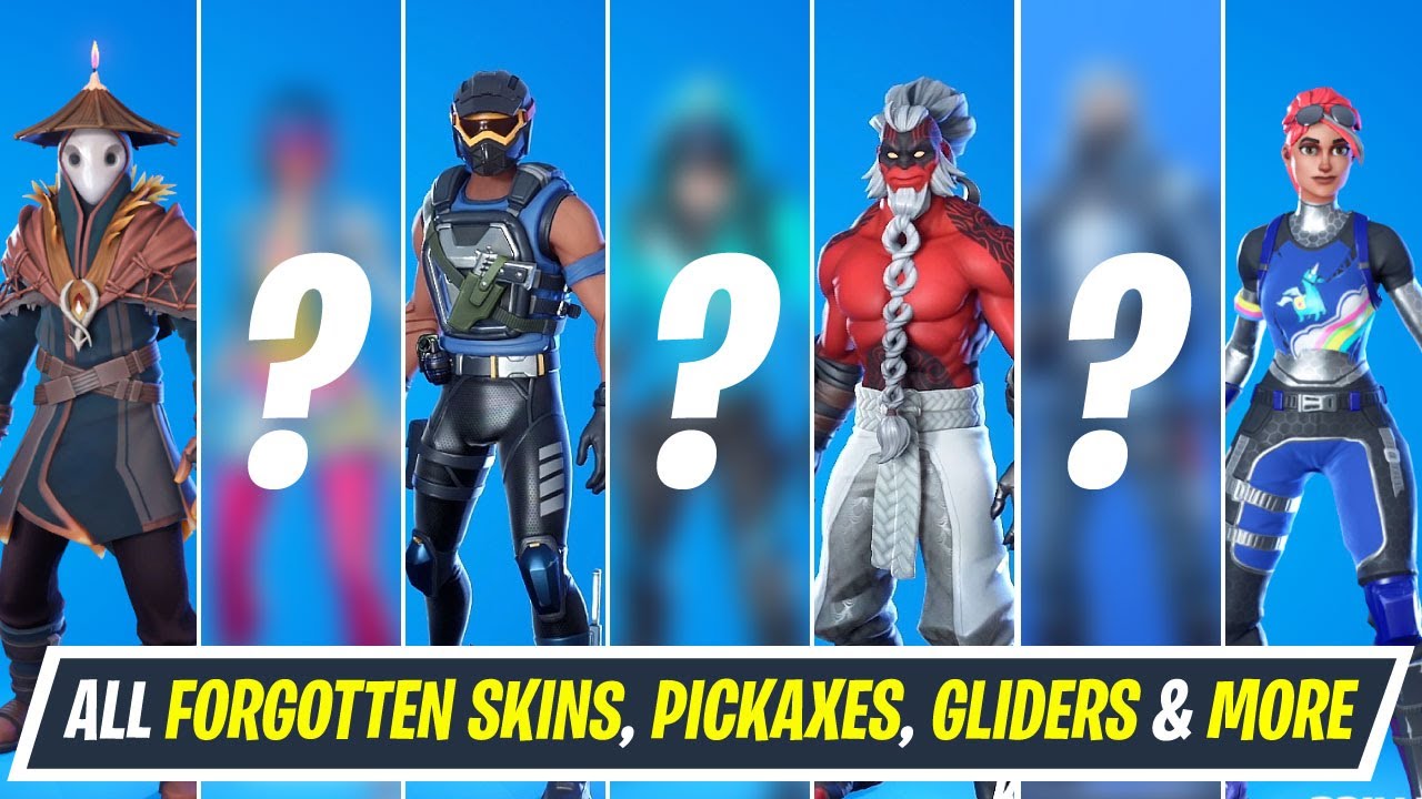 All Forgotten Skins, Pickaxes, Back Blings, Gliders, Wraps and Emotes ...