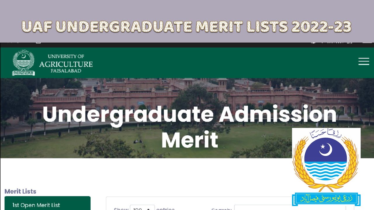 UAF Undergraduate Merit lists 22-23 - YouTube