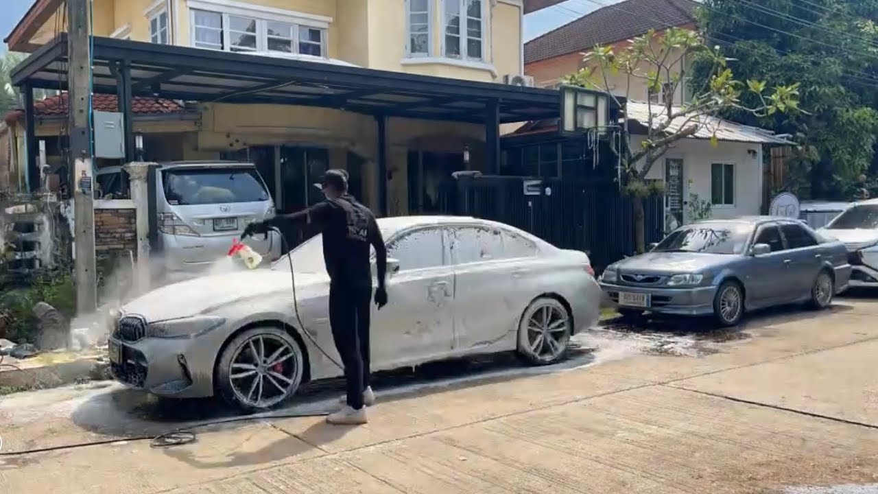 POV how do we clean this BMW 330e look clean and shine again - YouTube
