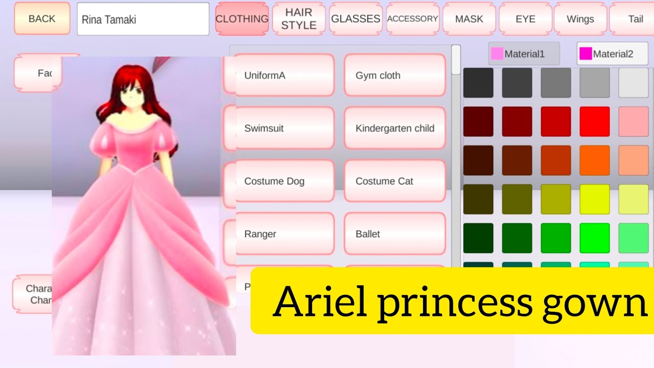 How to make princess Ariel gown in Sakura school simulator # ...