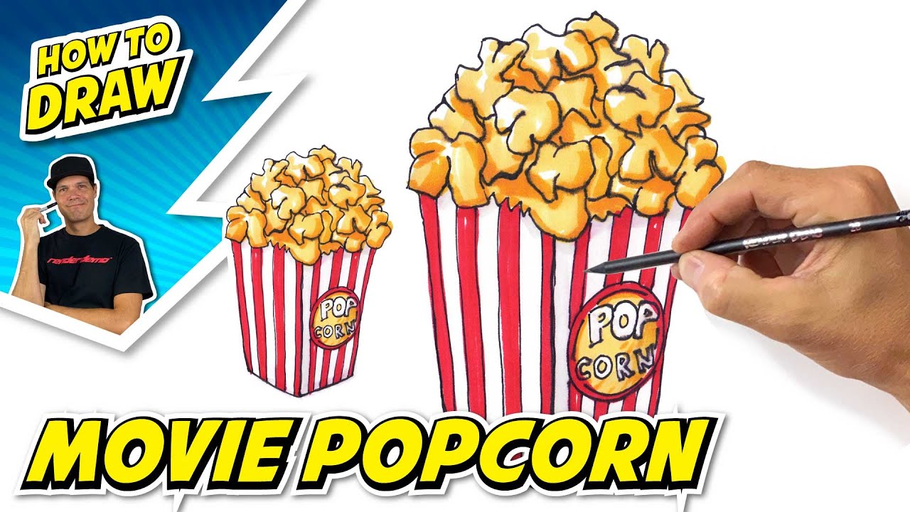 How to Draw MOVIE POPCORN - YouTube