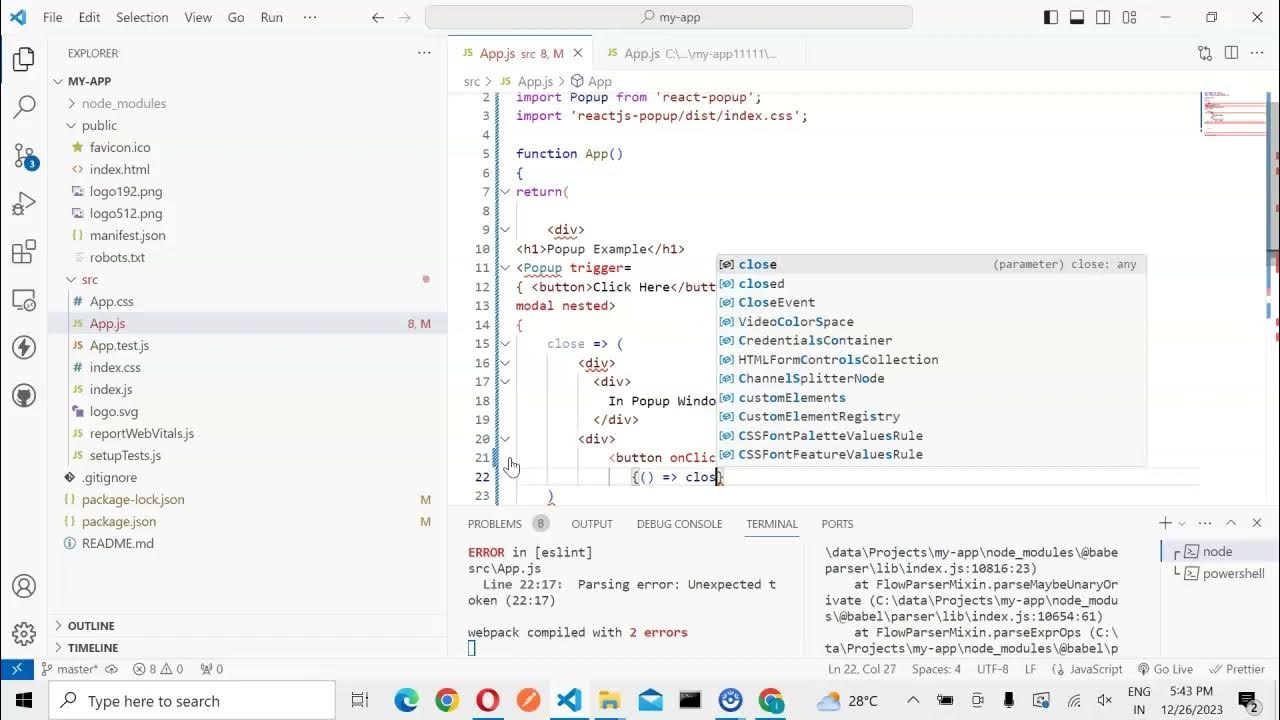 Lesson52 - React Popup with close- React 1000 Videos - YouTube