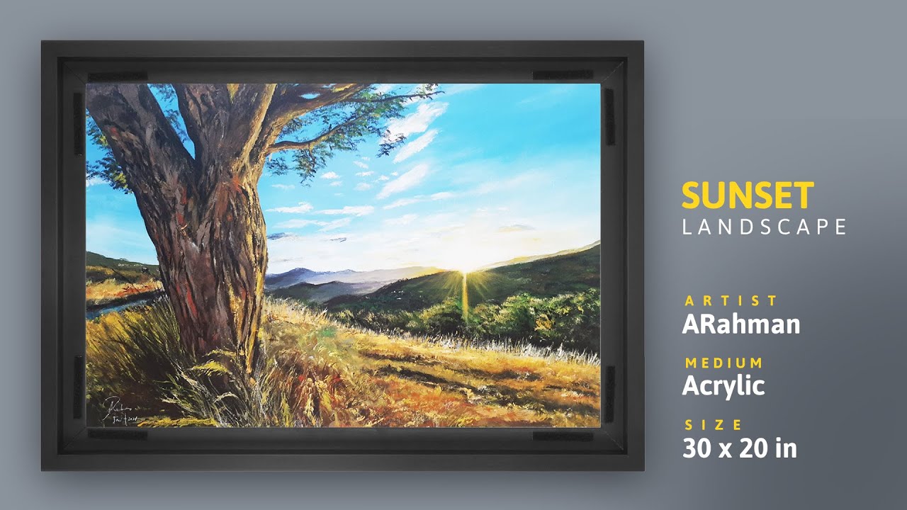 Painting a Realistic Sunset in Acrylics | artist A Rahman | Nature ...
