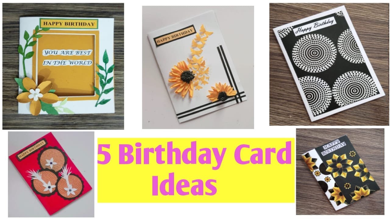 5 DIY Beautiful Handmade Birthday cards|Cards making|How to make easy ...
