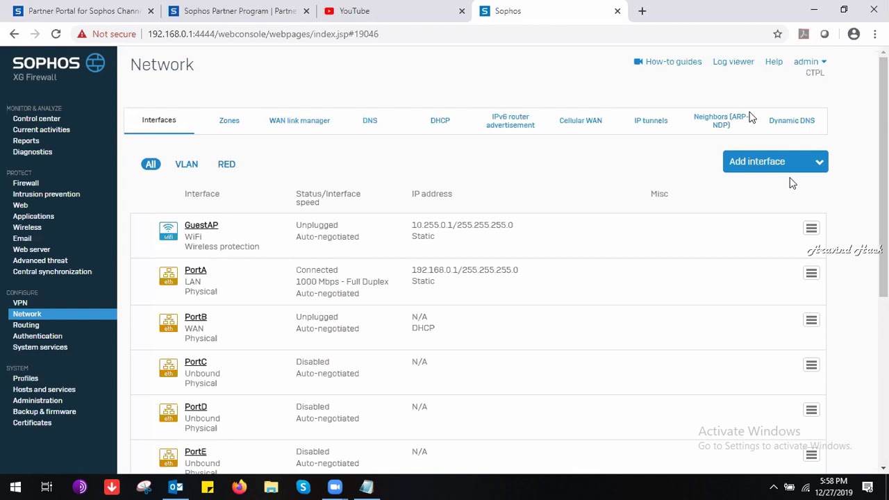 how to configure red interface in sophos xg firewall - YouTube