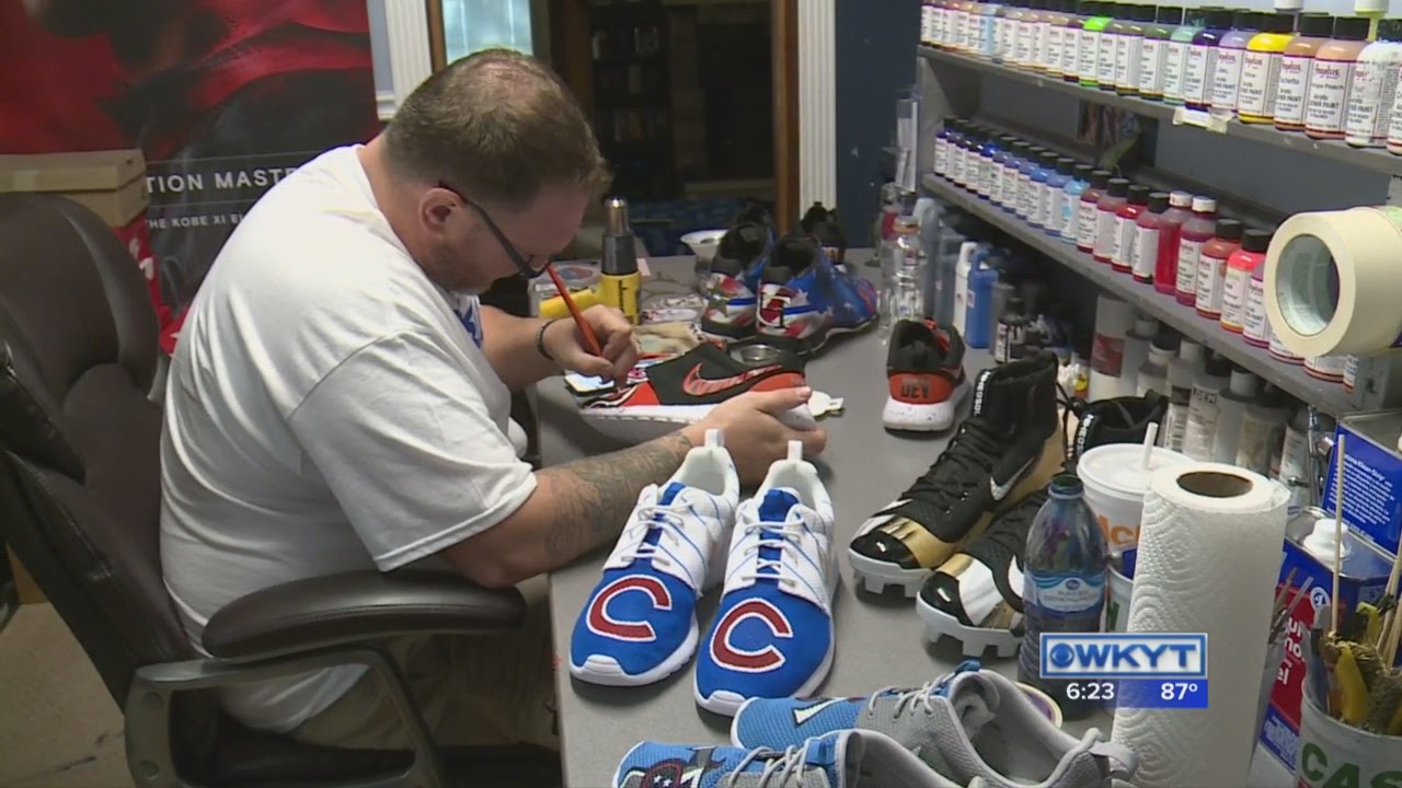 Local shoe artist creates custom sneakers for athletes - YouTube