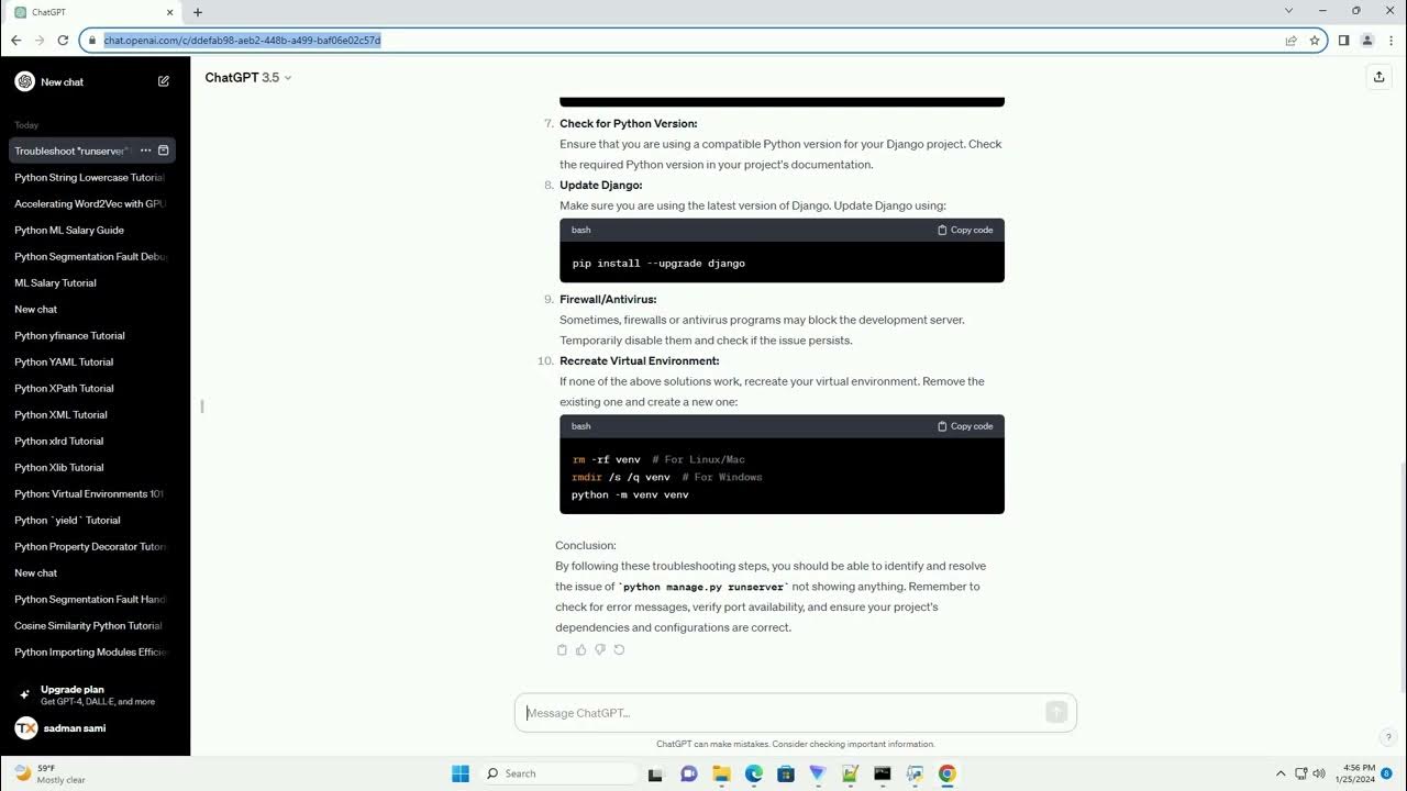 python manage py runserver not showing anything - YouTube