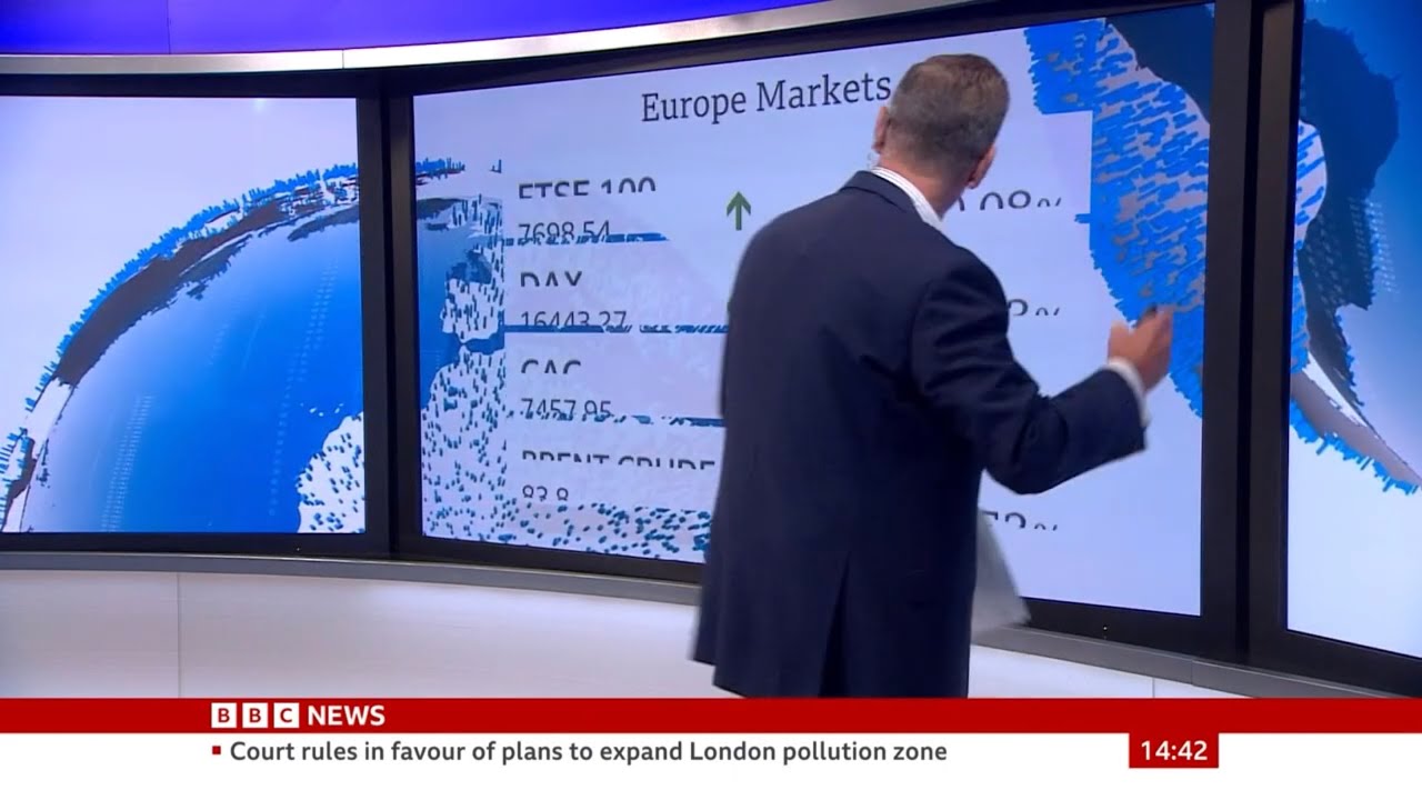 Funny moment where presenter walks over to wrong screen on BBC News ...
