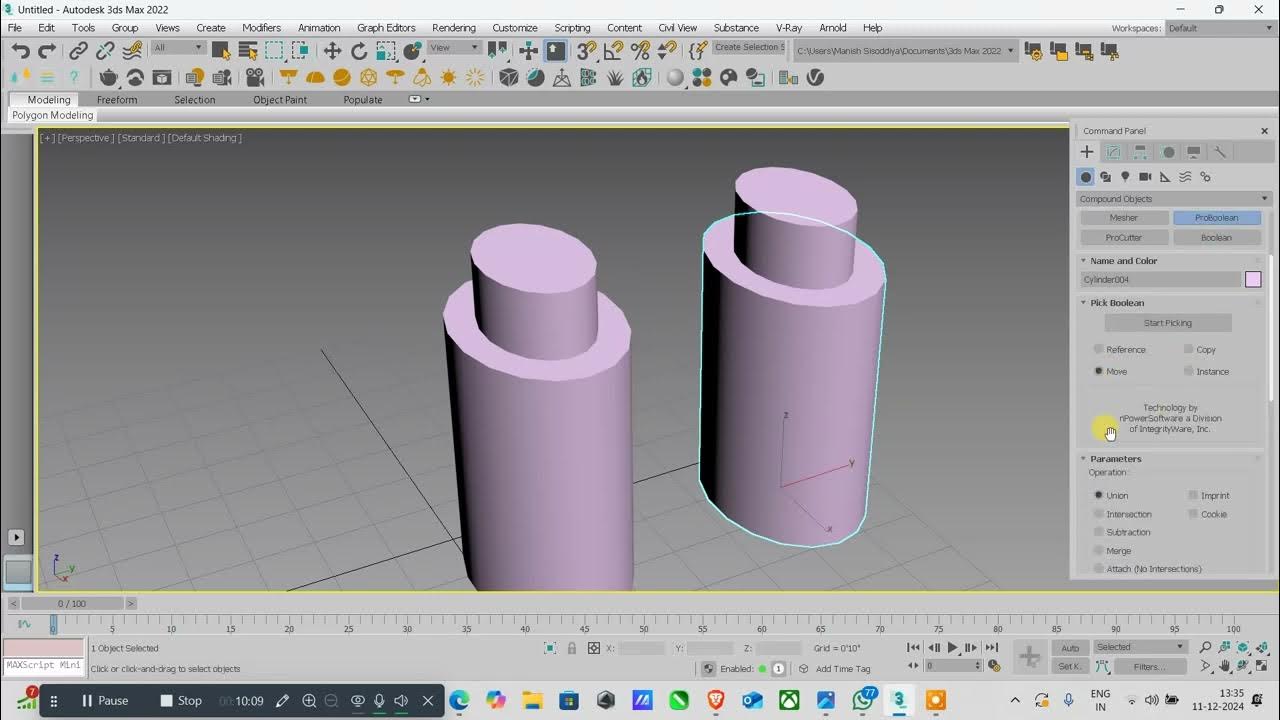 3ds Max: 3rd class Compound Objects & Boolean/ProBoolean | Move, Copy, Rotate Commands Explained ...
