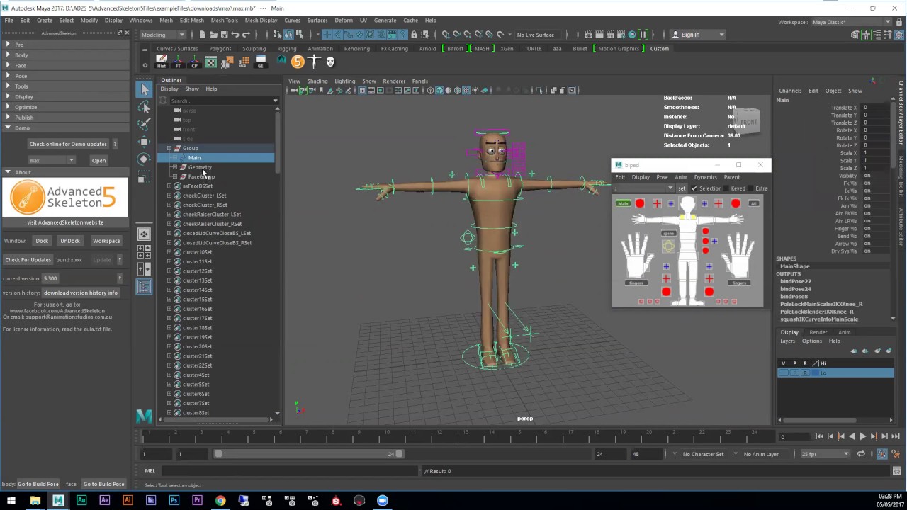 Maya ADV Skeleton 01 - YouTube