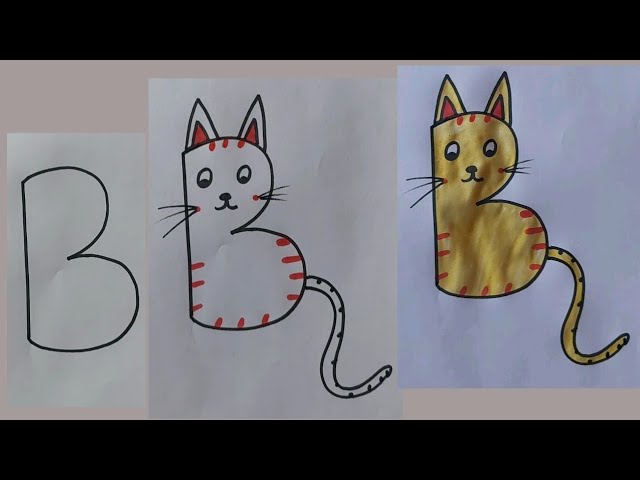How To Draw Cat Using Alphabet