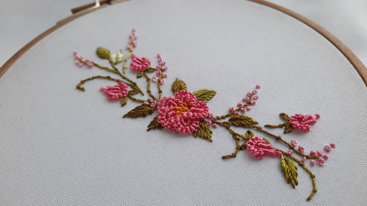 Hand Embroidery Floral embroidery three-dimensional stitches - YouTube