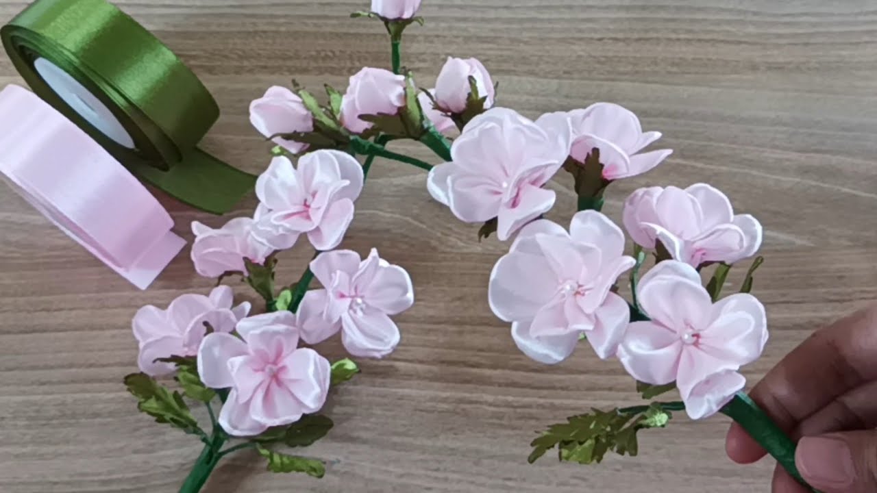 Bunga Dari Pita Satin || Cara Membuat Bunga Dari Pita Satin || DIY ...