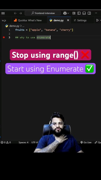 Stop using range and start using enumerate in python #python #coding #programming - YouTube