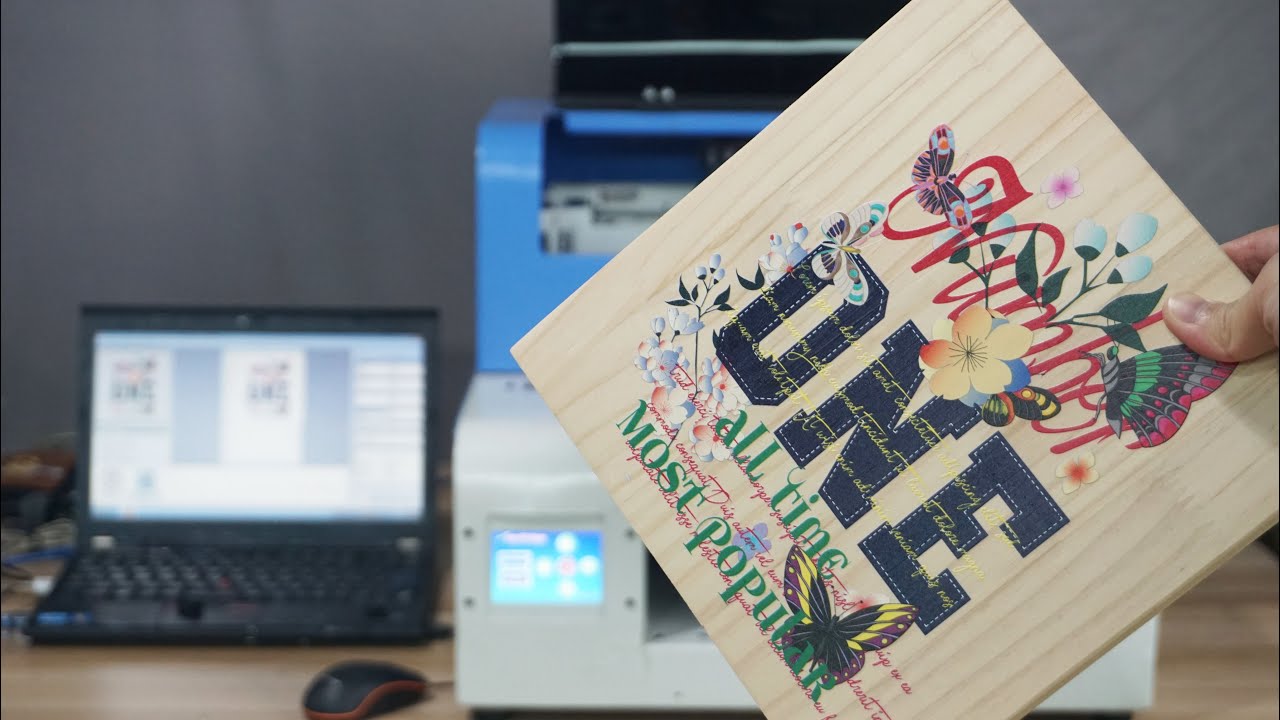 A4 UV wood printer direct printing on wood with colorful image - YouTube