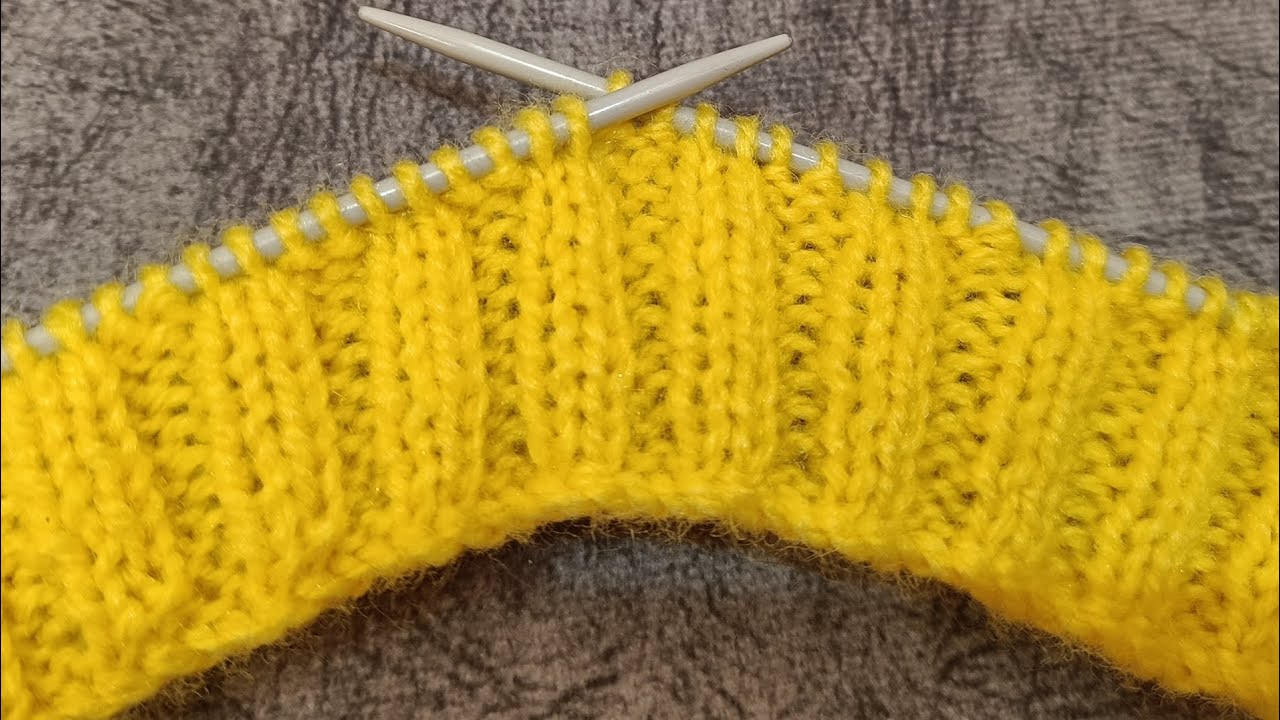 Knitting 2 x 2 rib border design. दो सीधे दो उलटे फंदों का बॉर्डर ...