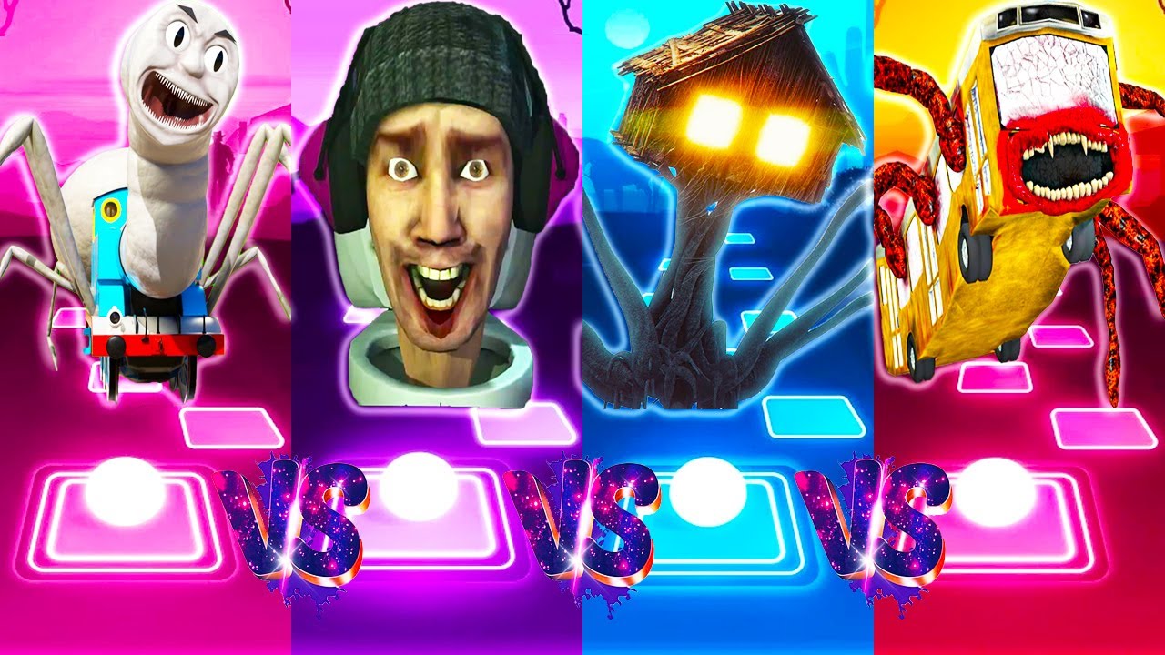 Thomas Exe Spider 🆚 Skibidi Toilet 🆚 House Head 🆚 Bus Eater - Tiles Hop ...