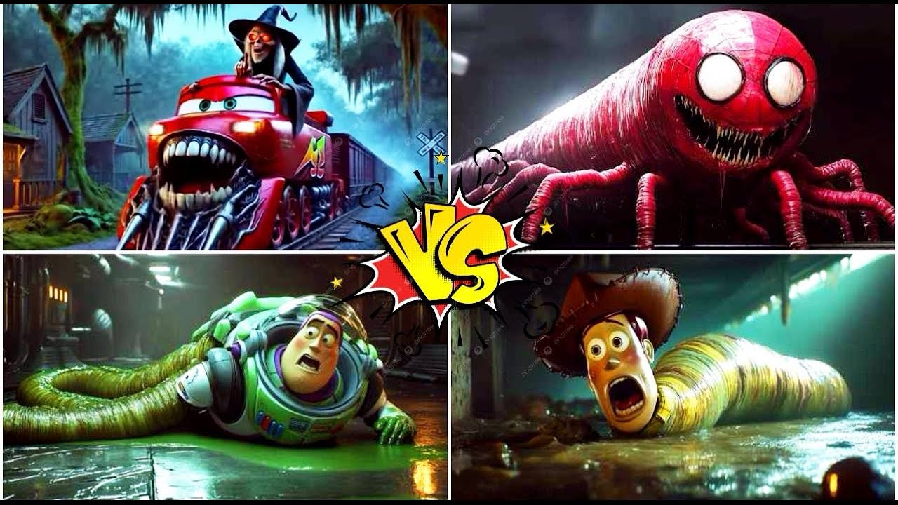 McQueen Train Monster🆚SPIDER WORM🆚WOODY🆚PATRICK Who Is Best🎯 - YouTube
