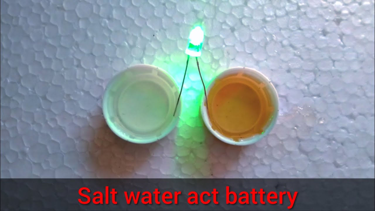 Free Energy Salt water Battery with LED light Experiment - YouTube