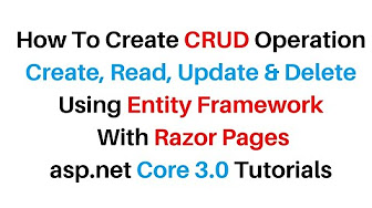 ASP.NET CORE 3.0 Tutorials Visual Studio 2019 - YouTube