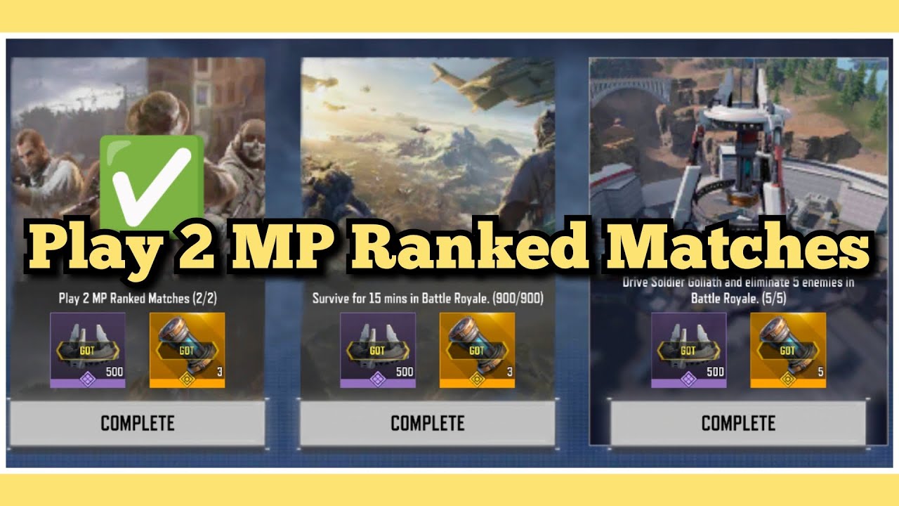 Call Of Duty Mobile Play 2 MP Ranked Matches Task Complete - YouTube
