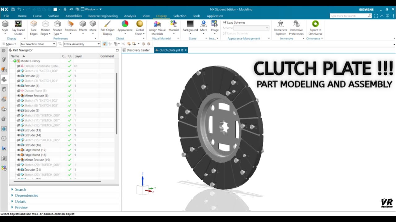 CLUTCH PLATE || RIBET || ASSEMBLY || FULL 3D MODELING || NX SEIMENS ...