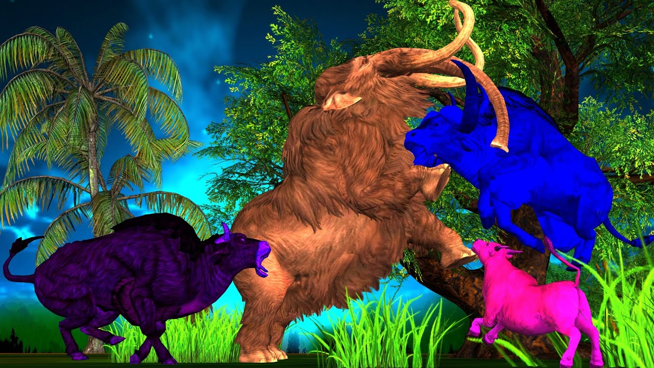 Woolly Mammoth Vs Wild Buffalos Epic Battle for Territory | Mammoth ...