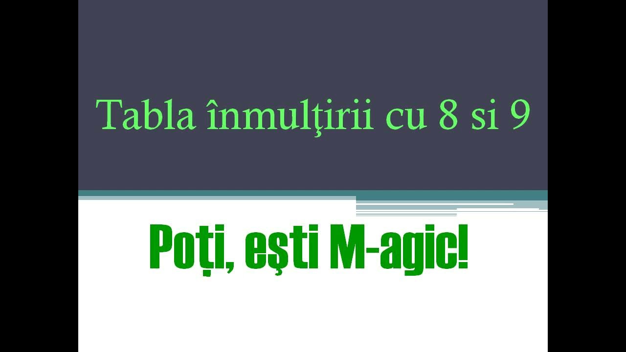 Inmultirea Cu 8 si 9 - YouTube