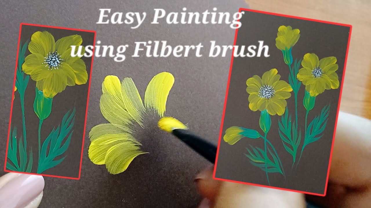How to use Filbert brush to paint easy flowers - YouTube
