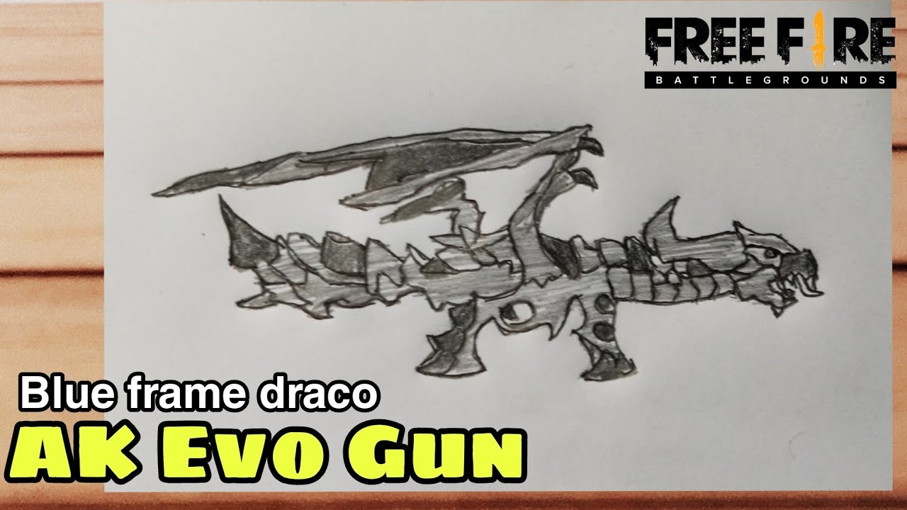 How to draw AK Blue frame draco evo gun of Free Fire - SHN Best Art ...