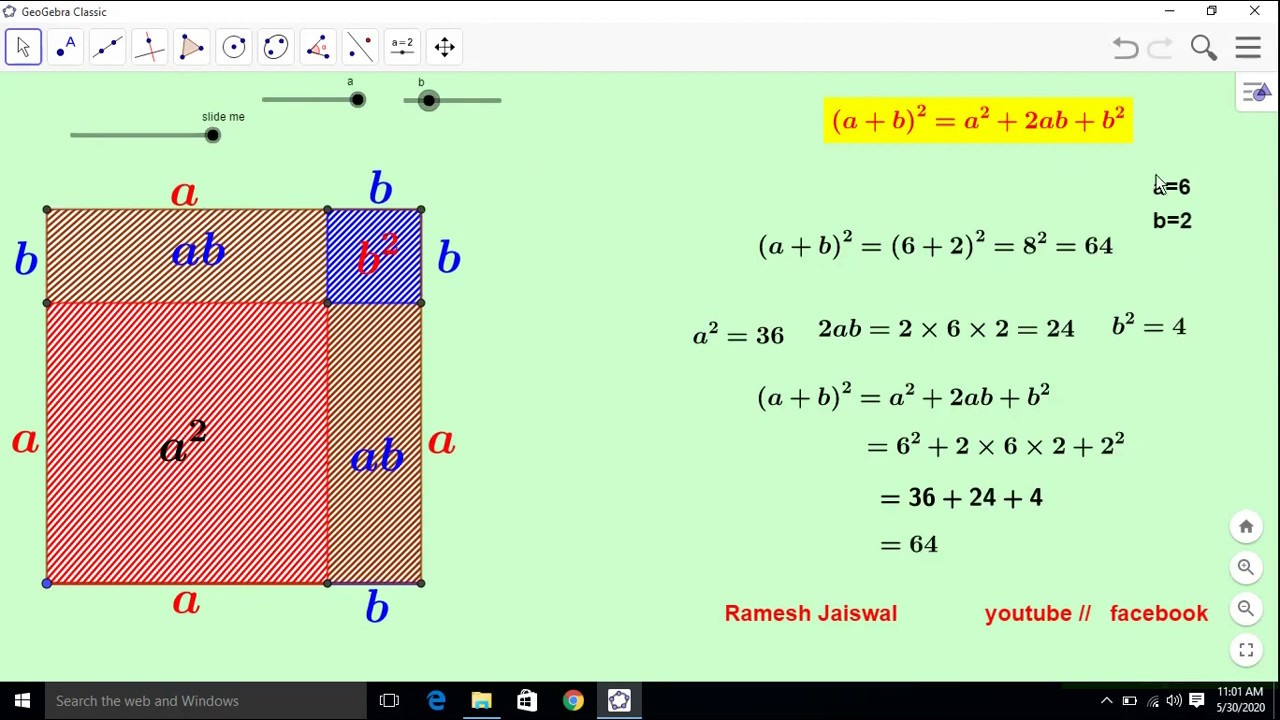 a plus b whole square Geometrical Explanation and Derivation use Geo ...