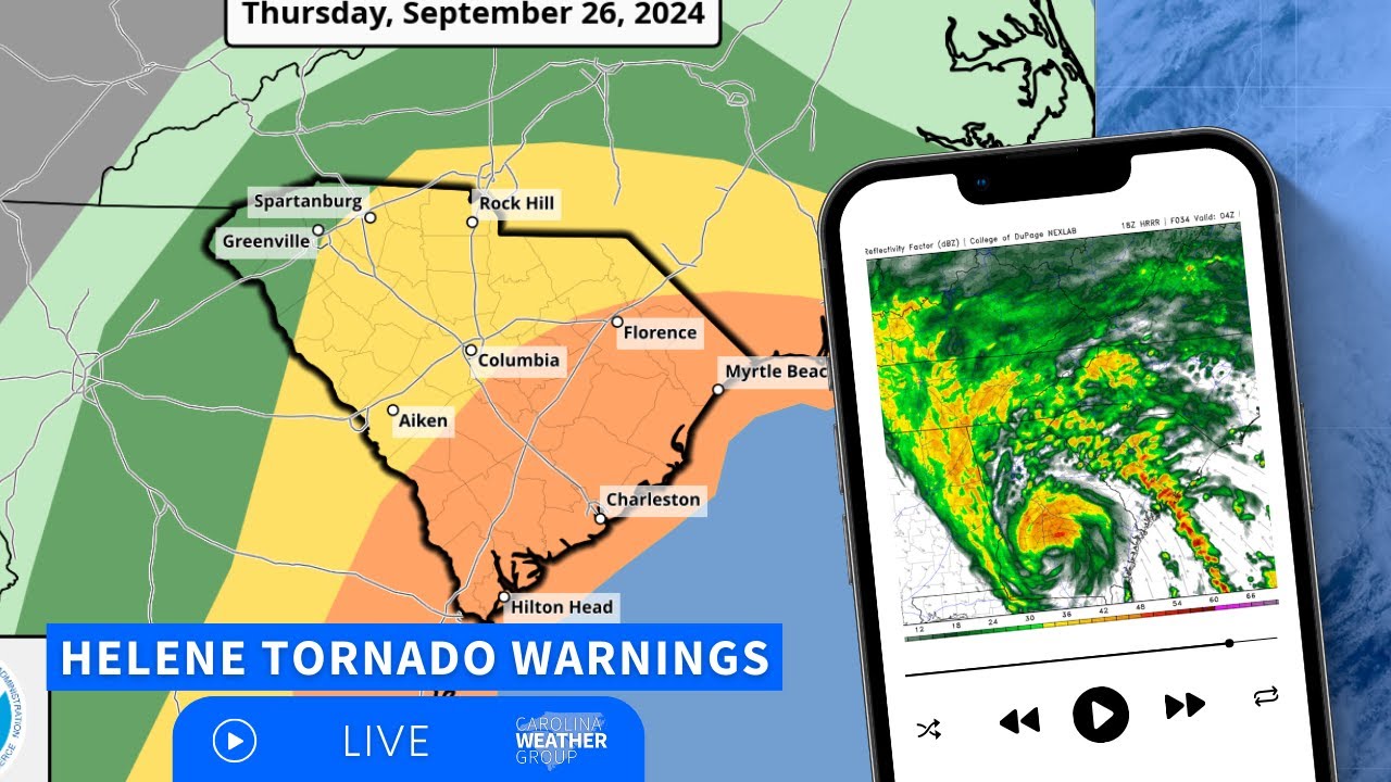 Tracking Helene's impacts in the Carolinas: Tornado warning coverage ...