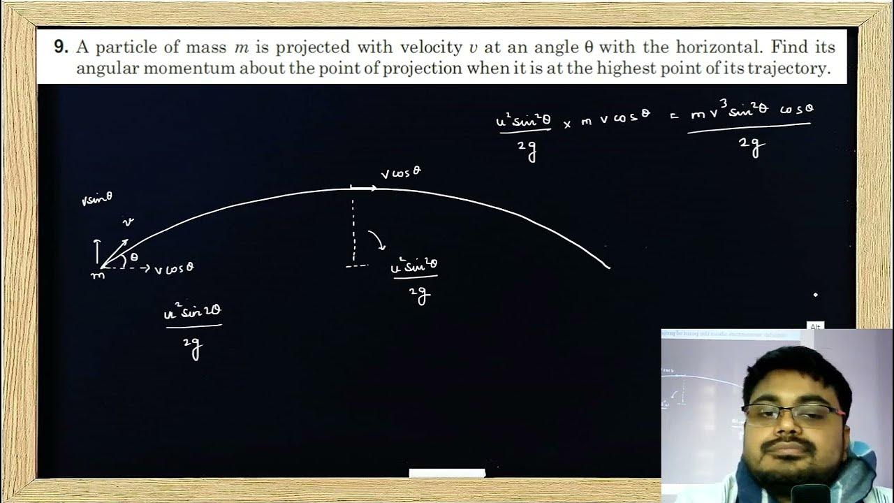 A particle of mass m is projected with velocity v at an angle q with the horizontal. Find its ...