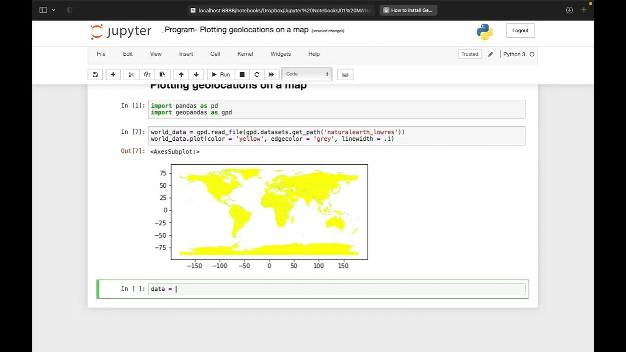Plotting geolocations using geopandas - YouTube