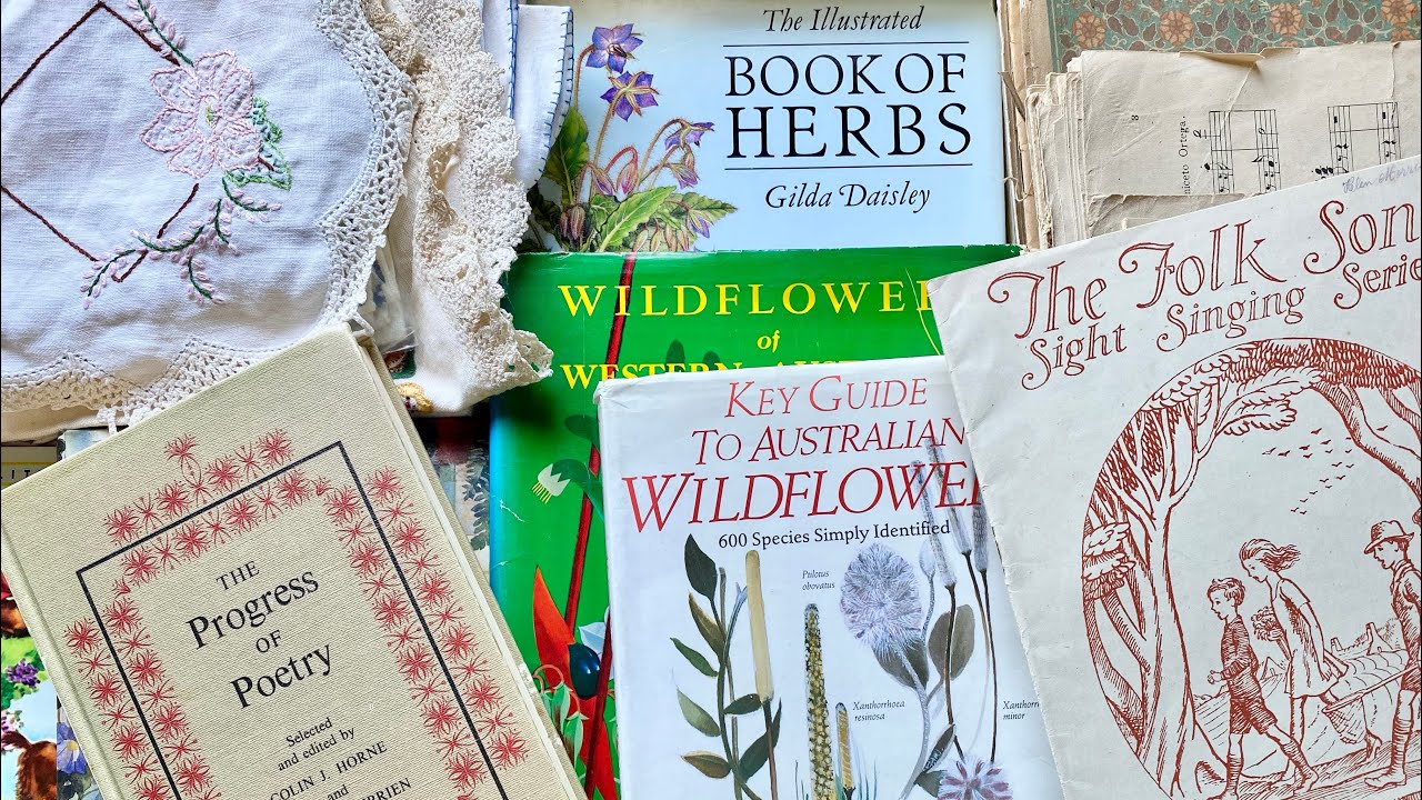 Thrifted junk journal supply haul: Books, doilies, vintage goodies ...
